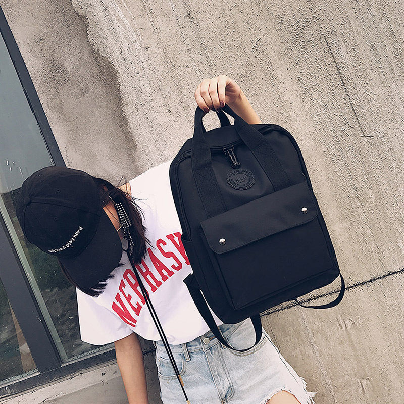 OUCHA Pocket-Front Canvas Backpack | YesStyle