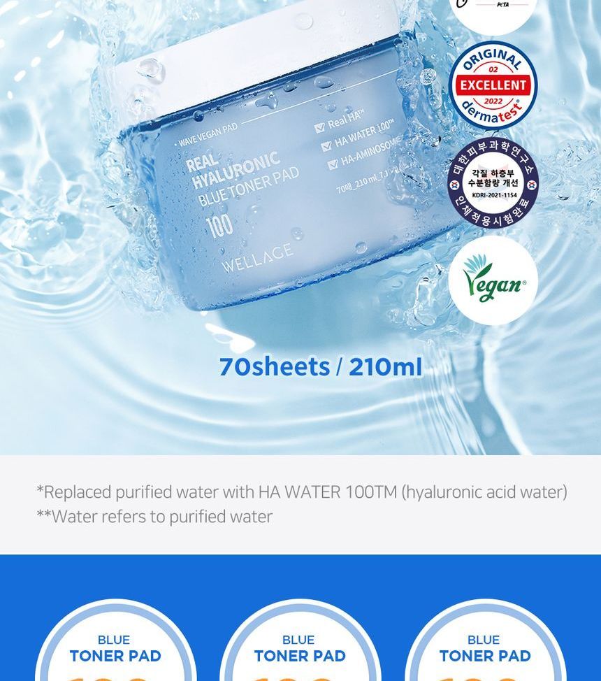 Buy WELLAGE - Real Hyaluronic Blue 100 Toner Pad in Bulk ...