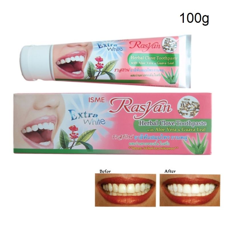 Buy Rasyan - Extra White Herbal Clove Toothpaste With Aloe Vera & Guava ...
