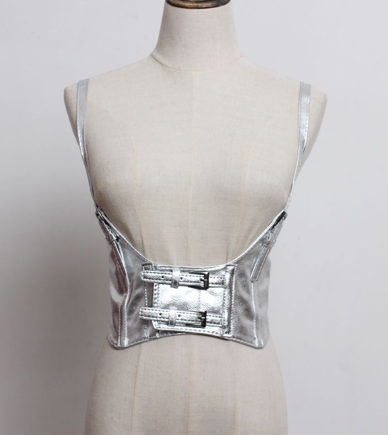 CIENIS Faux Leather Corset Camisole Top | YesStyle