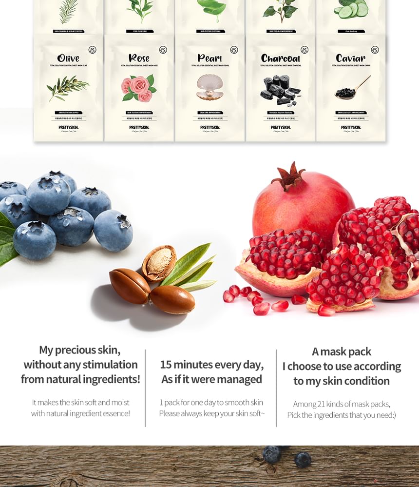 Buy Pretty skin - Total Solution Essential Sheet Mask - 21 Types (x100 ...