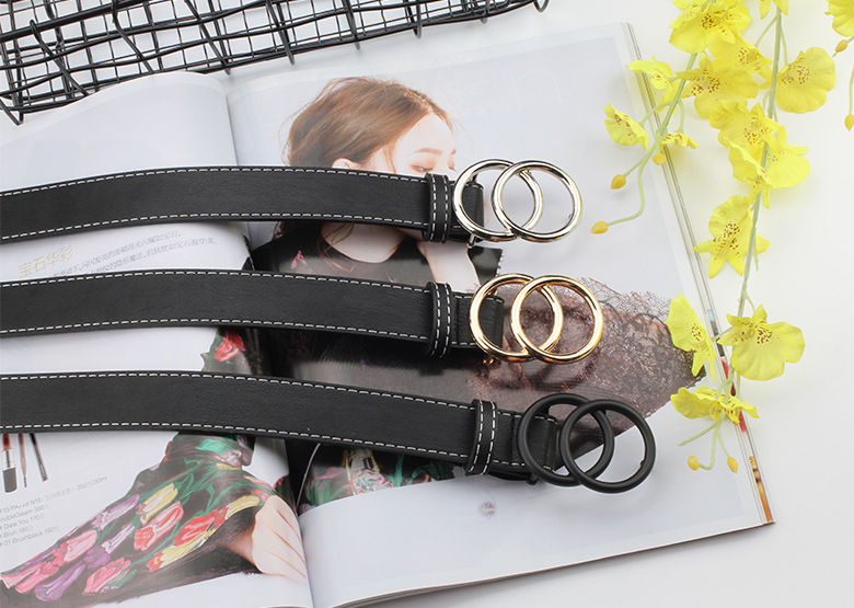 Rofuka Faux Leather Double Hoop Buckle Belt | YesStyle