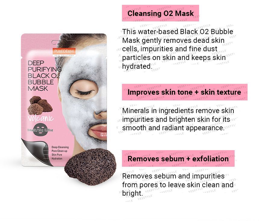 Buy PUREDERM - Deep Purifying Black O2 Bubble Mask (Volcanic) 20g (x288 ...