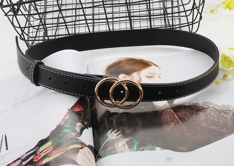 Rofuka Faux Leather Double Hoop Buckle Belt | YesStyle