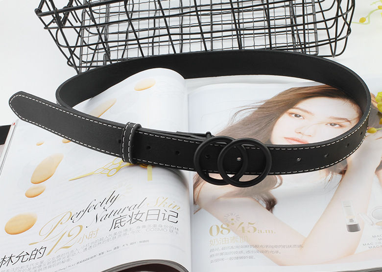 Rofuka Faux Leather Double Hoop Buckle Belt | YesStyle