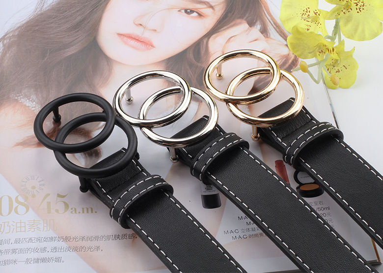 Rofuka Faux Leather Double Hoop Buckle Belt | YesStyle