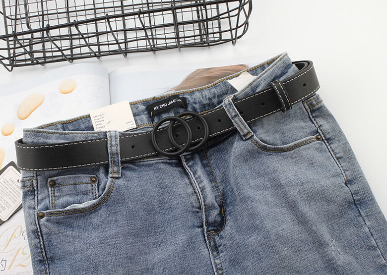 Rofuka Faux Leather Double Hoop Buckle Belt | YesStyle