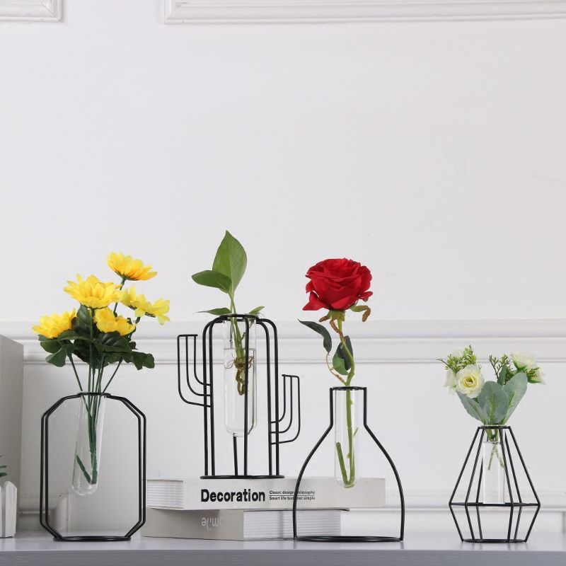 Kimkom Glass Vase with Metal Frame (various designs) | YesStyle