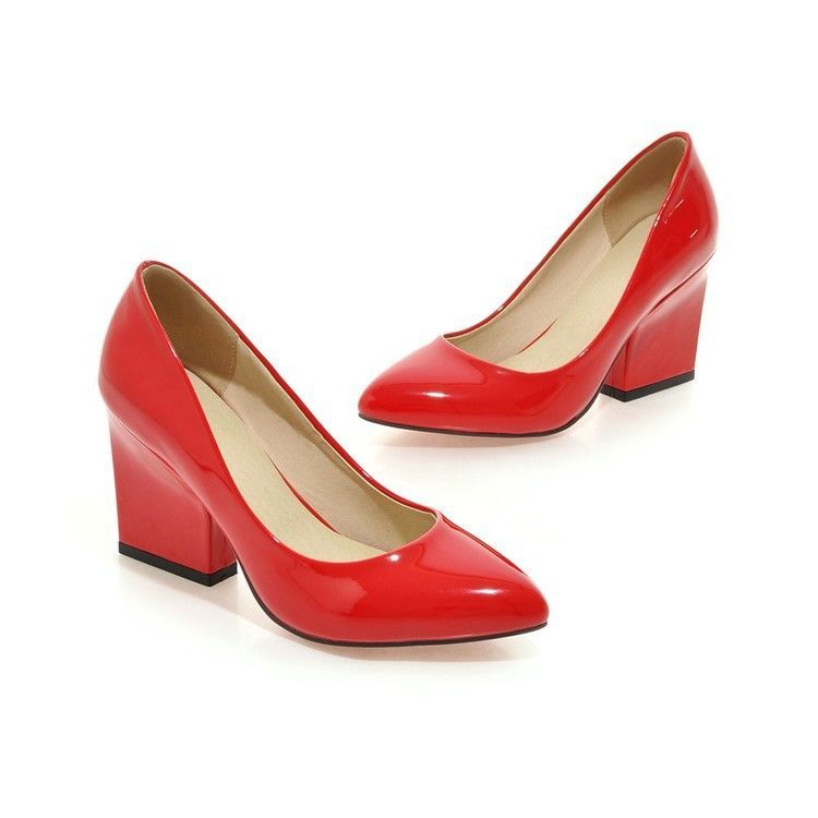 Megan Chunky Heel Pointed Pumps | YesStyle