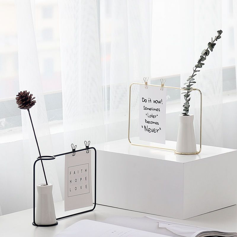 Foresty Ceramic Vase with Iron Memo Holder | YesStyle