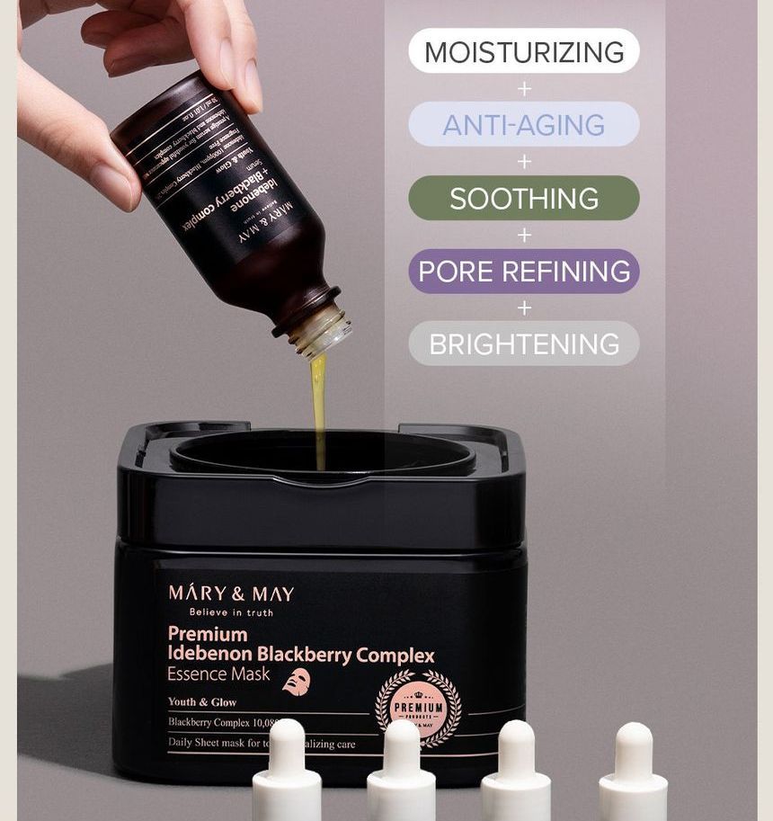 Buy Mary&May - Premium Idebenone Blackberry Complex Essence Mask (x15 ...