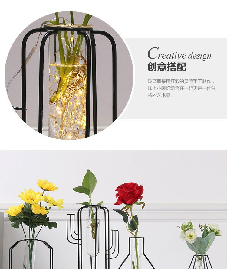 Kimkom Glass Vase with Metal Frame (various designs) | YesStyle