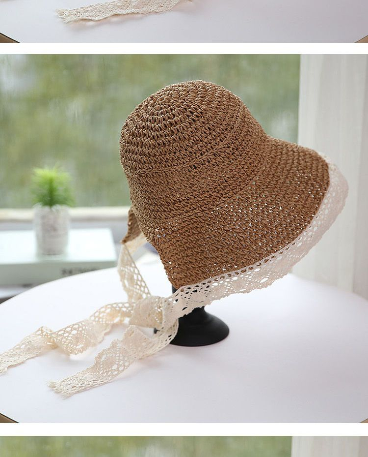 Skycap Lace Trim Straw Bonnet Hat | YesStyle