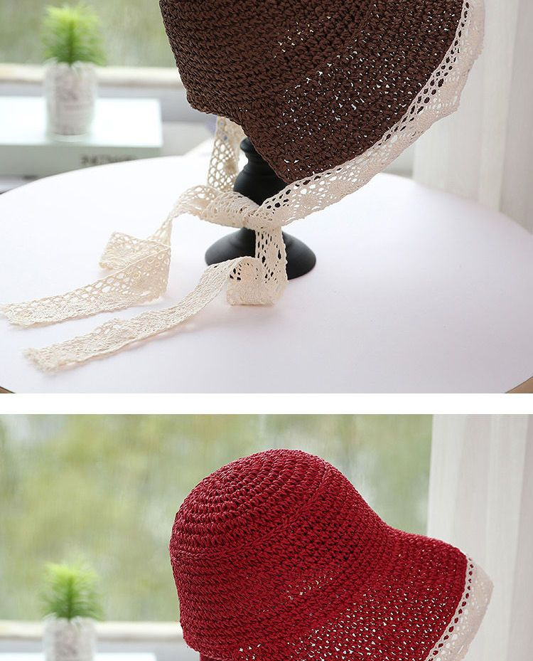 Skycap Lace Trim Straw Bonnet Hat | YesStyle