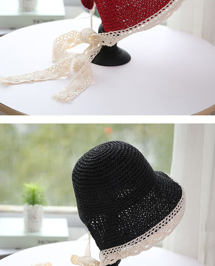 Skycap Lace Trim Straw Bonnet Hat | YesStyle