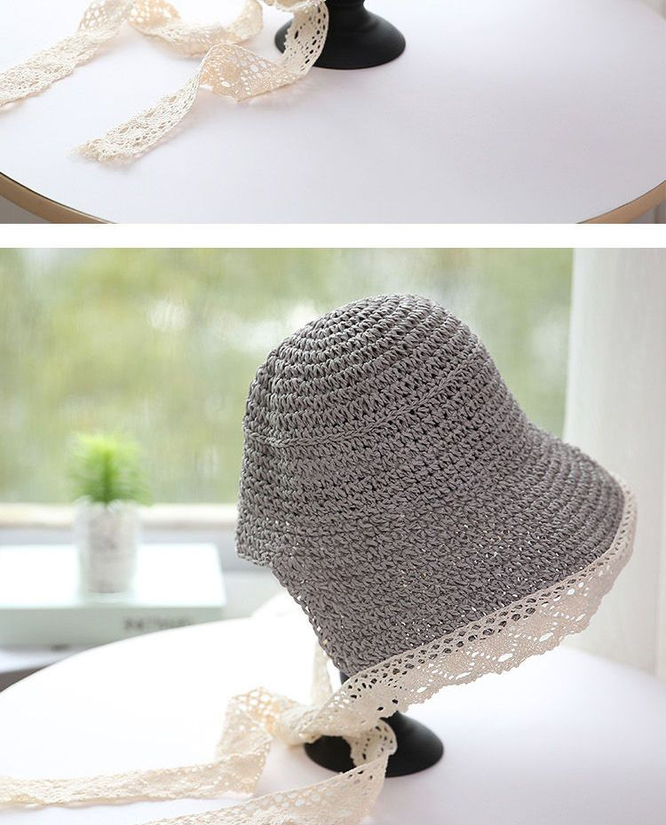 Skycap Lace Trim Straw Bonnet Hat | YesStyle