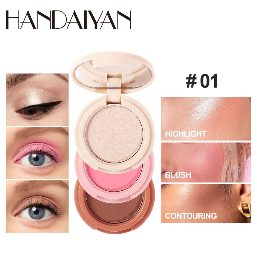 Buy HANDAIYAN - 3 In 1 Highlight Blush Contour Palette - 3 Types (x12 ...