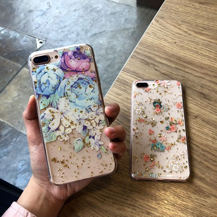 NISI Glittered Flower Print Phone Case - Apple / Oppo / Vivo / Huawei ...