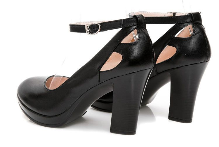 Hannah Genuine Leather Double Strap Pumps | YesStyle