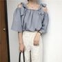 Moon City - Striped Tie-Shoulder Top | YesStyle