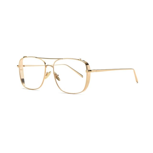 Aisyi - Double Bridge Square Metal Frame Eyeglasses | YesStyle