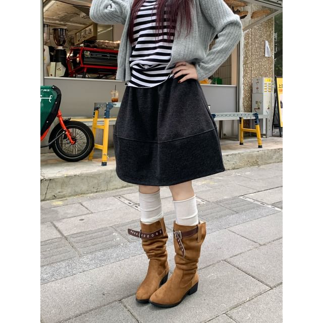 Beem - High Rise Plain A-Line Skirt | YesStyle