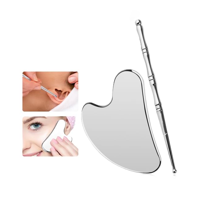 Coolkiss - Set: Stainless Steel Face Scraping Tool + Facial Reflexology ...
