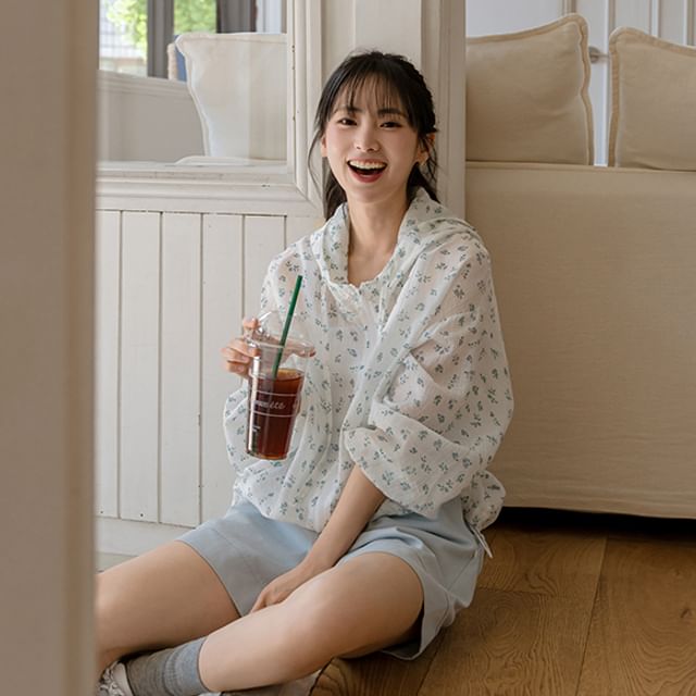 JUSTONE - Ditsy Flower Wind Hoodie | YesStyle