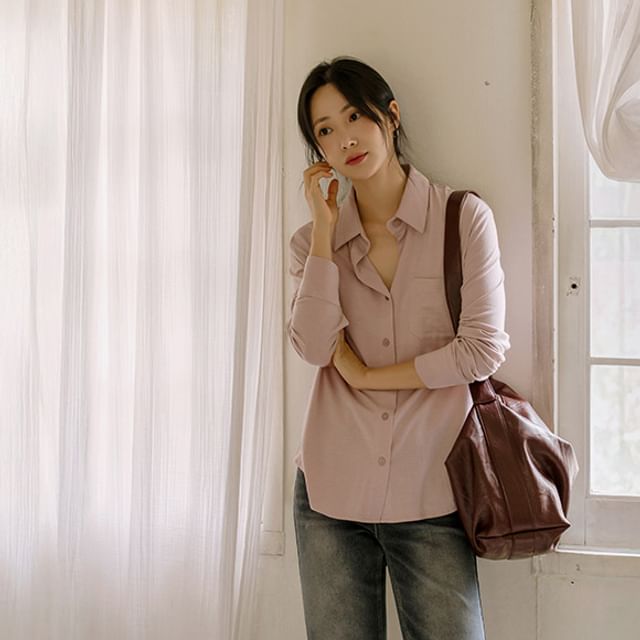 JUSTONE - Patch-Pocket Pastel Shirt | YesStyle