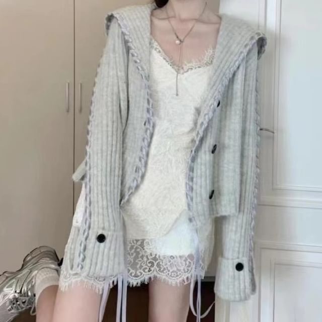 Moon River Contrast Stitch Cardigan