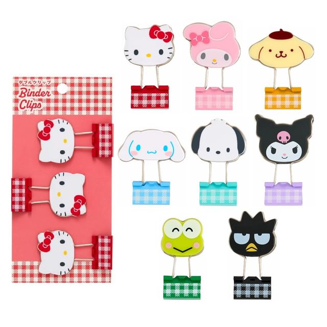 Sanrio - Sanrio Characters Binder Clips (Set of 3) (Gingham Series ...