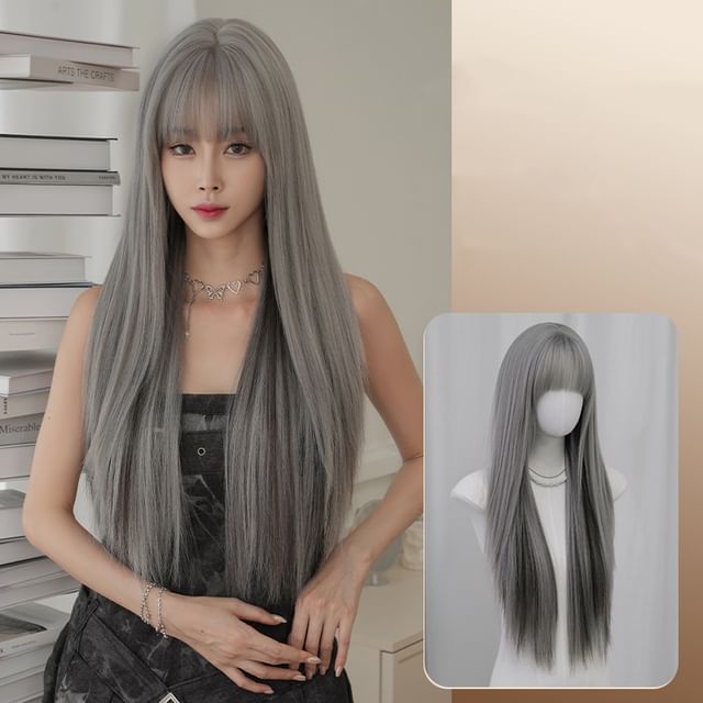 SEVENQ - Long Full Wig - Straight Highlight | YesStyle