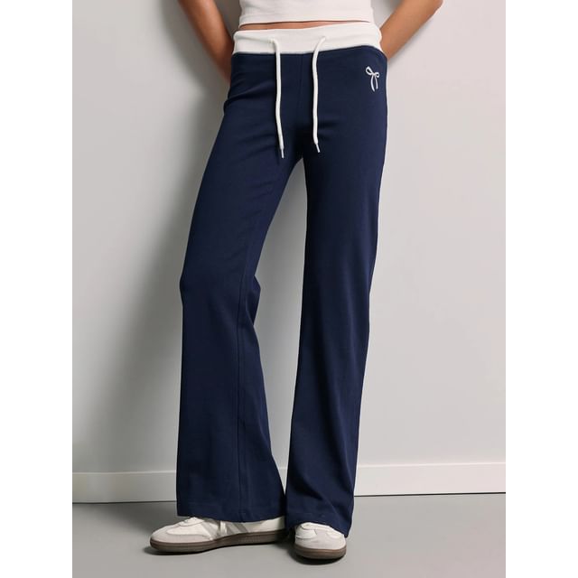 Sosana - Low Rise Color-Block Slim-Fit Boot-Cut Sweatpants | YesStyle