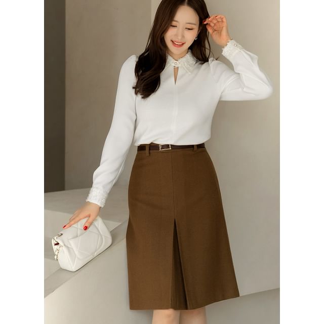 Styleonme - Inverted-Pleat A-Line Skirt | YesStyle