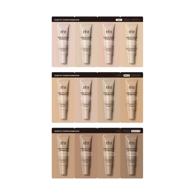 TFIT - Sleek Fit Cover Foundation Sachet Set - 3 Types | YesStyle